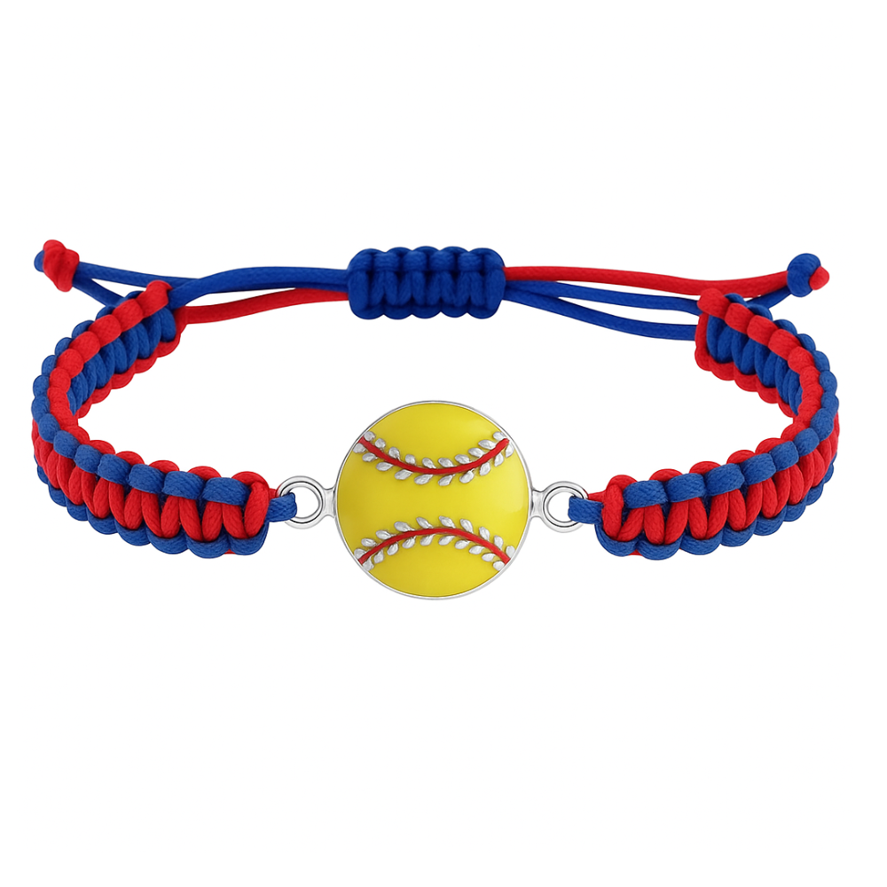 Multi Colored Yellow Softball Rope Bracelet - Pick Colors