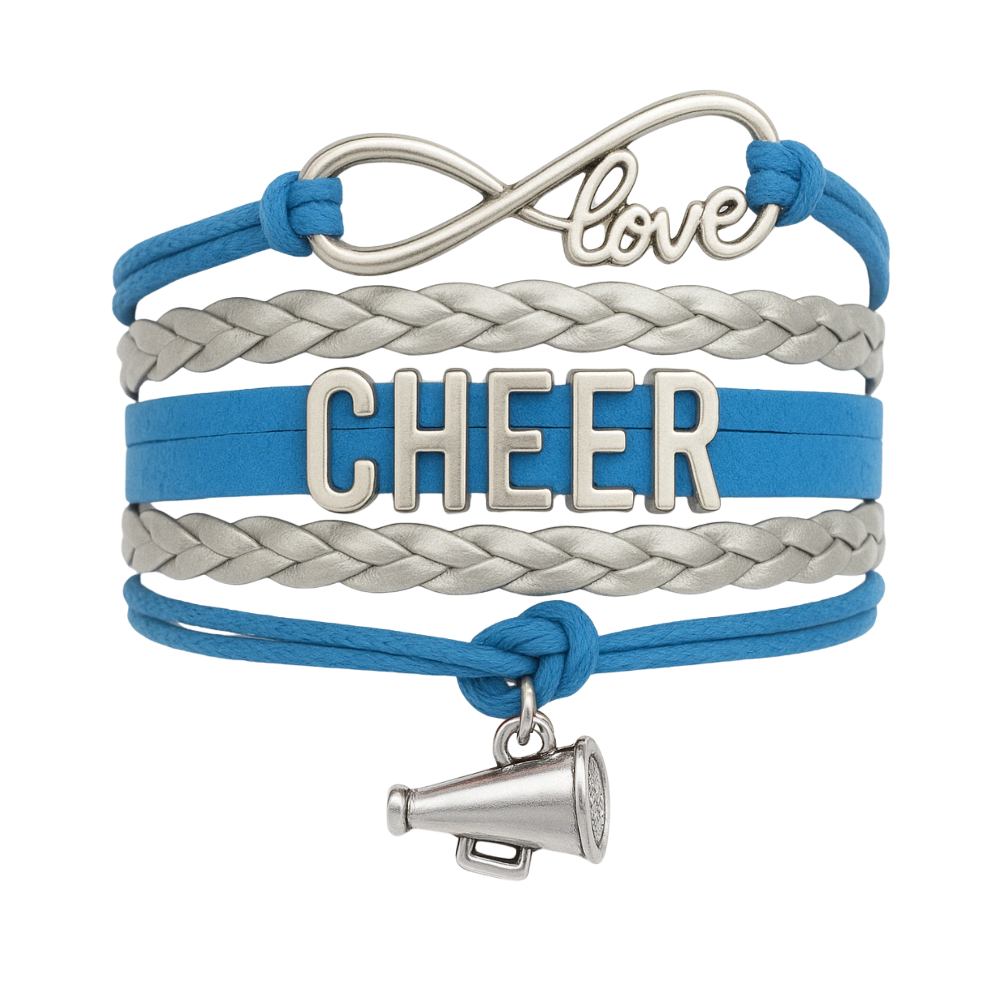 Infinity Cheer Bracelet with a Cheerleading Charm - SportyBella