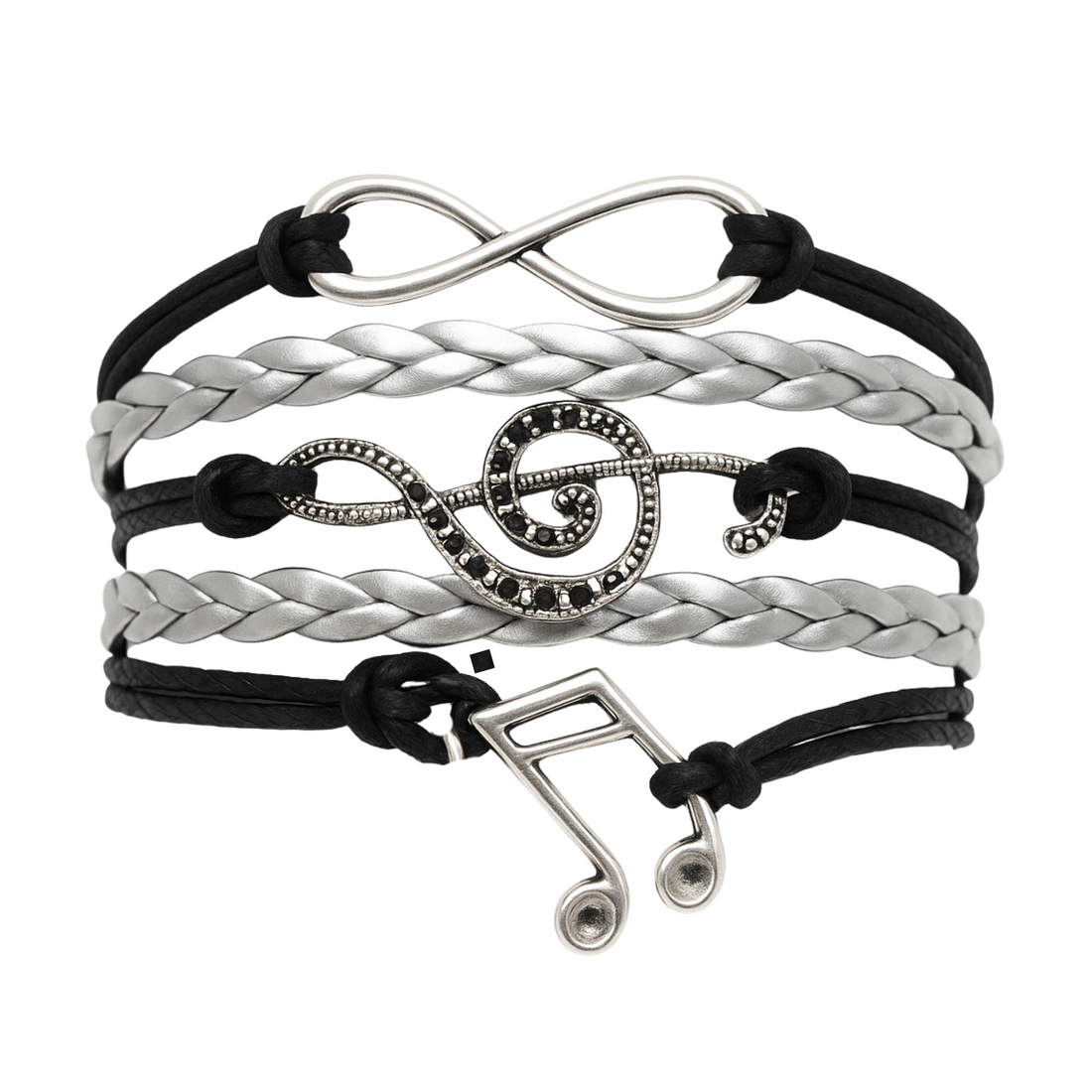 Music Note Charm Bracelet - Black