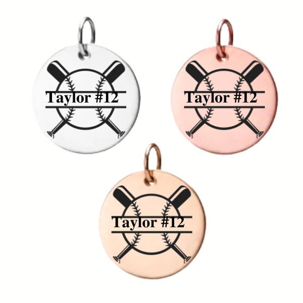 Personalized Baseball & Bat Engraved Charm
