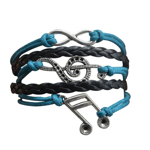 Music Charm Bracelet in Teal Color - Made in the US - SportyBella